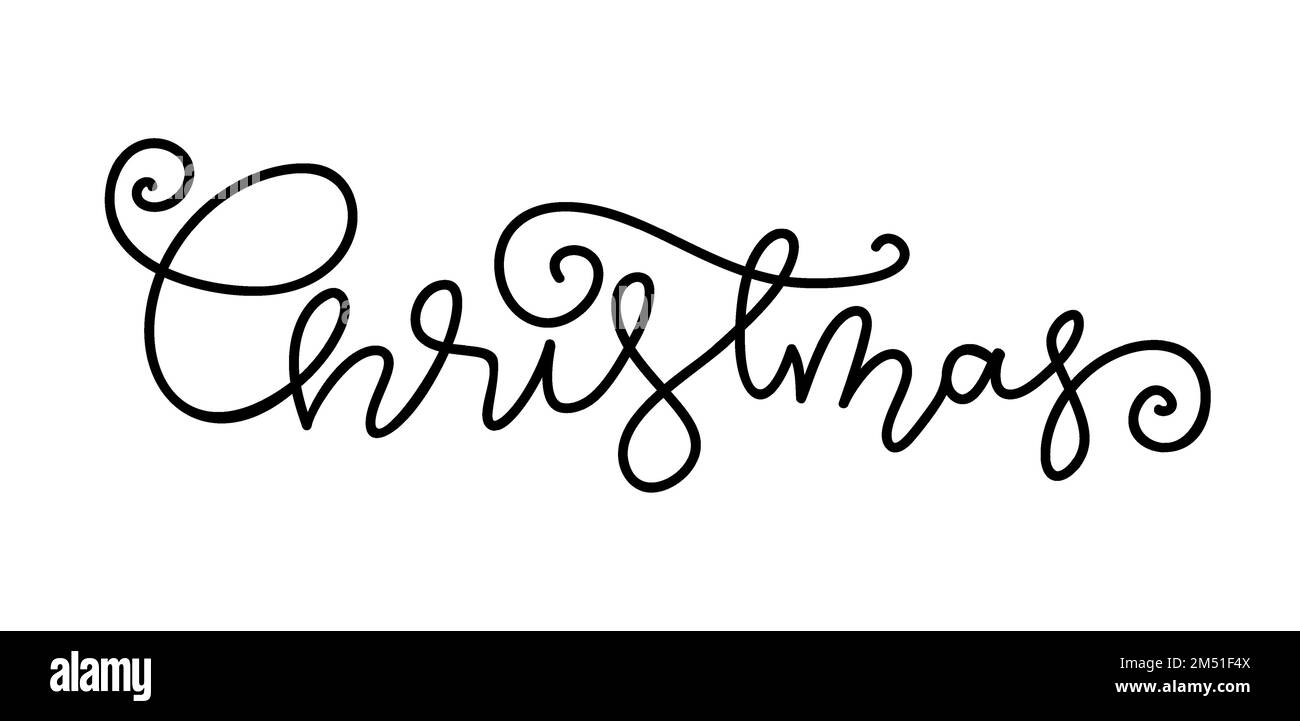 Merry Christmas Brush Lettering Hand Drawn Ink Pen Calligraphy