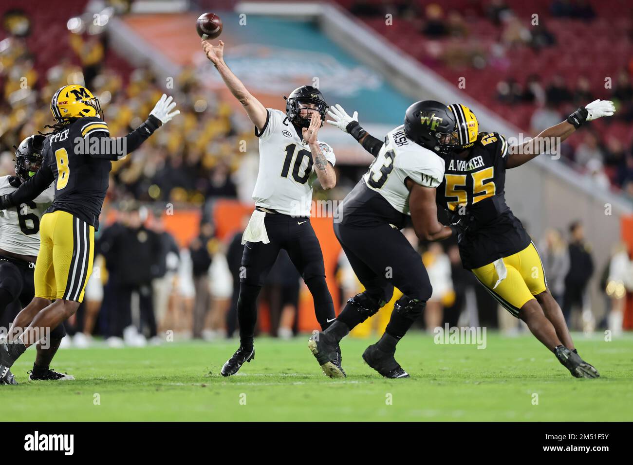 Wake Forest Demon Deacons Quarterback Sam Hartman Drops Back To Pass