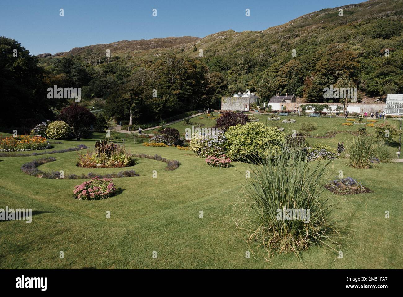 The garden Kylemore abbey in the region of Galway in Connemara national ...