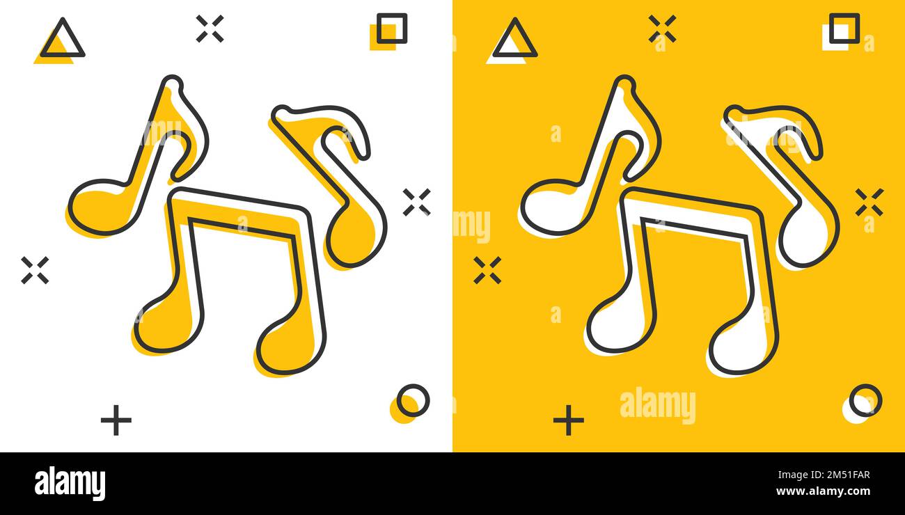Music note icon in comic style. Song cartoon vector illustration on ...