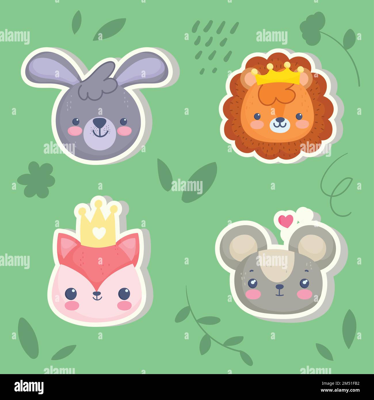 set cute animals stickers Stock Vector Image & Art - Alamy
