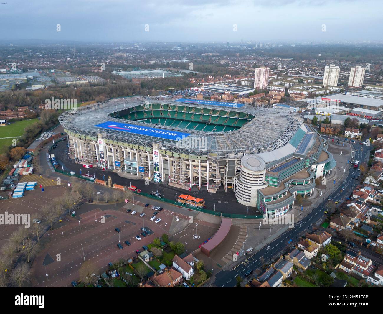 Aerial view of the Allianz Stadium, previously Twickenham Rugby Stadium ...