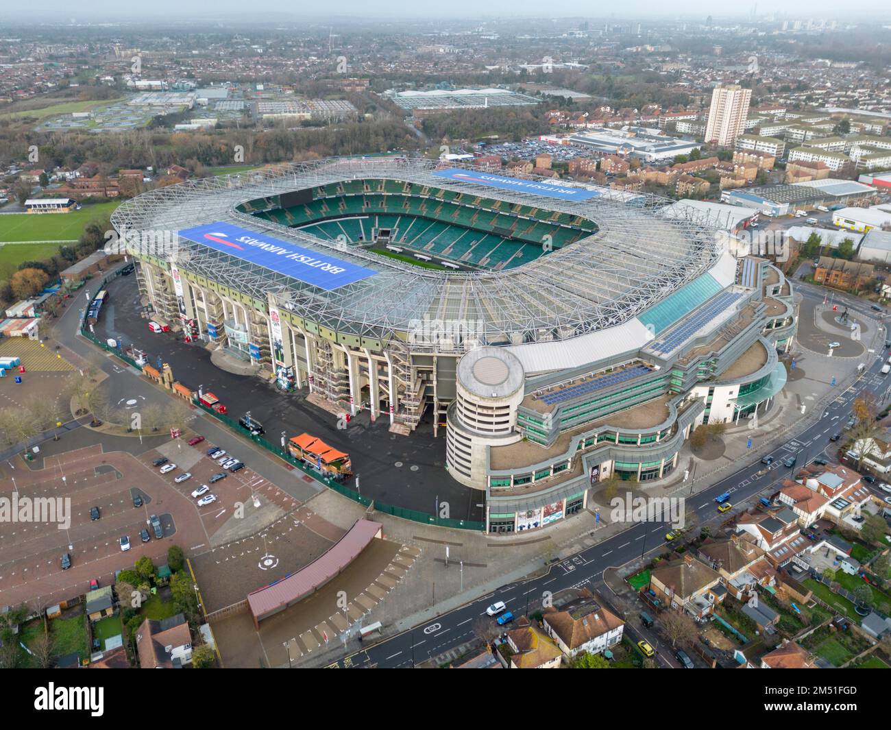 Aerial view of Twickenham Rugby Stadium, home to England Rugby, London ...