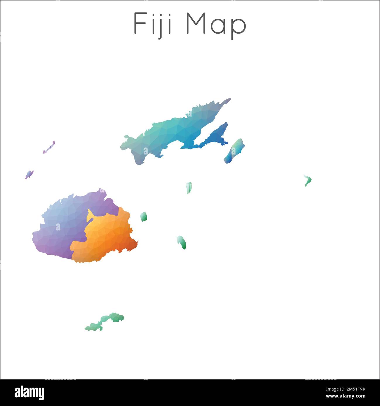 Low poly map of Fiji. Fiji geometric polygonal, mosaic style map Stock ...