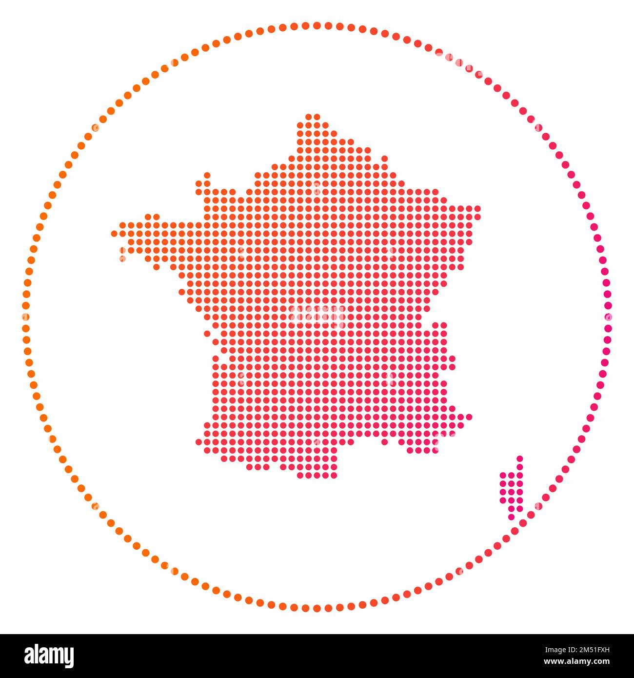 France digital badge. Dotted style map of France in circle. Tech icon ...
