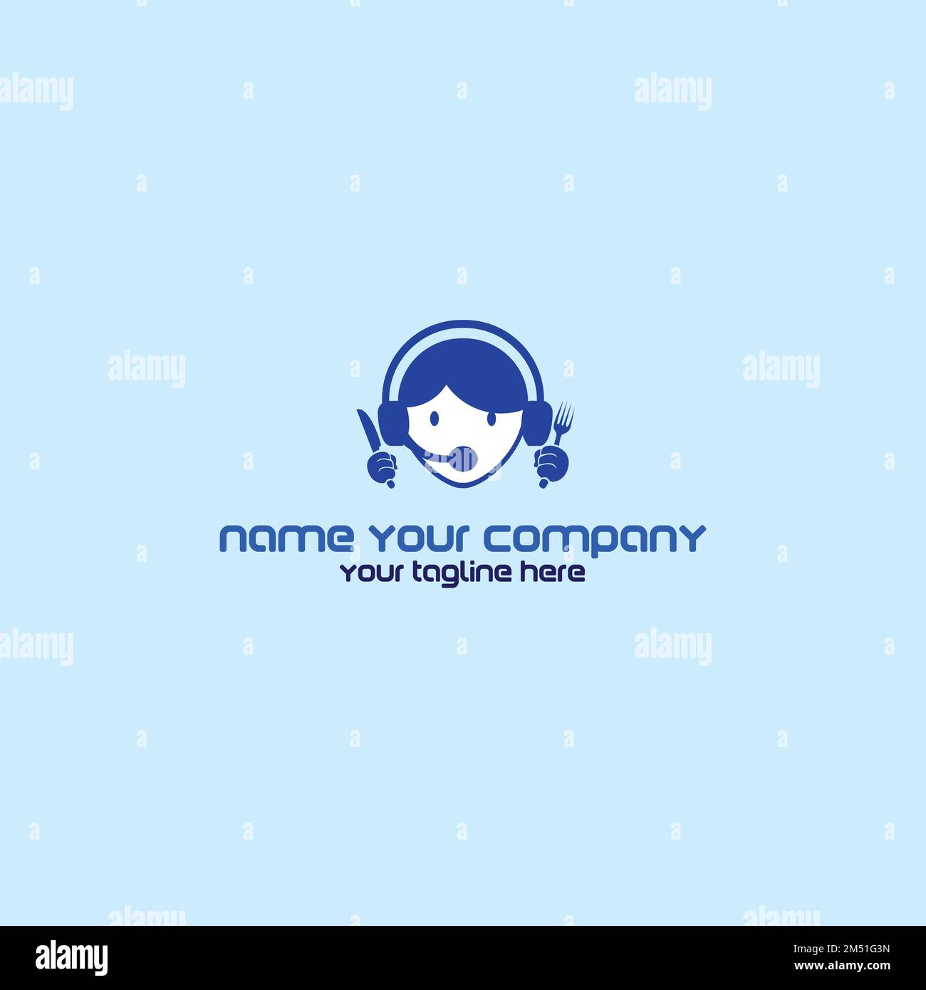 A call center operator logo design with the company name and editable ...