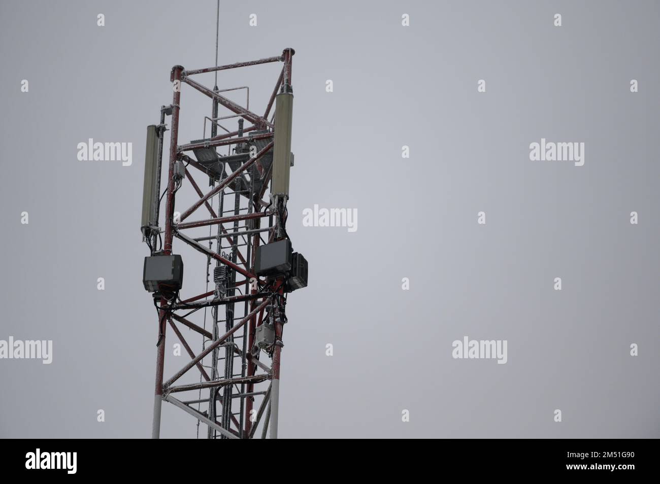 5 G signal tower of cellular communication. Telecommunication tower ...