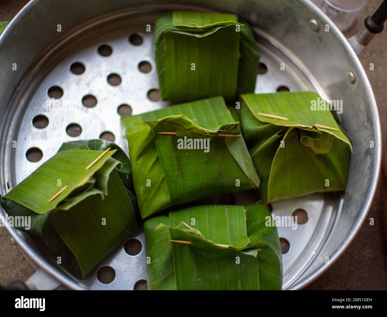 Thai food called "Hor Mhok" with ingredients of vermicelli and ant eggs ...