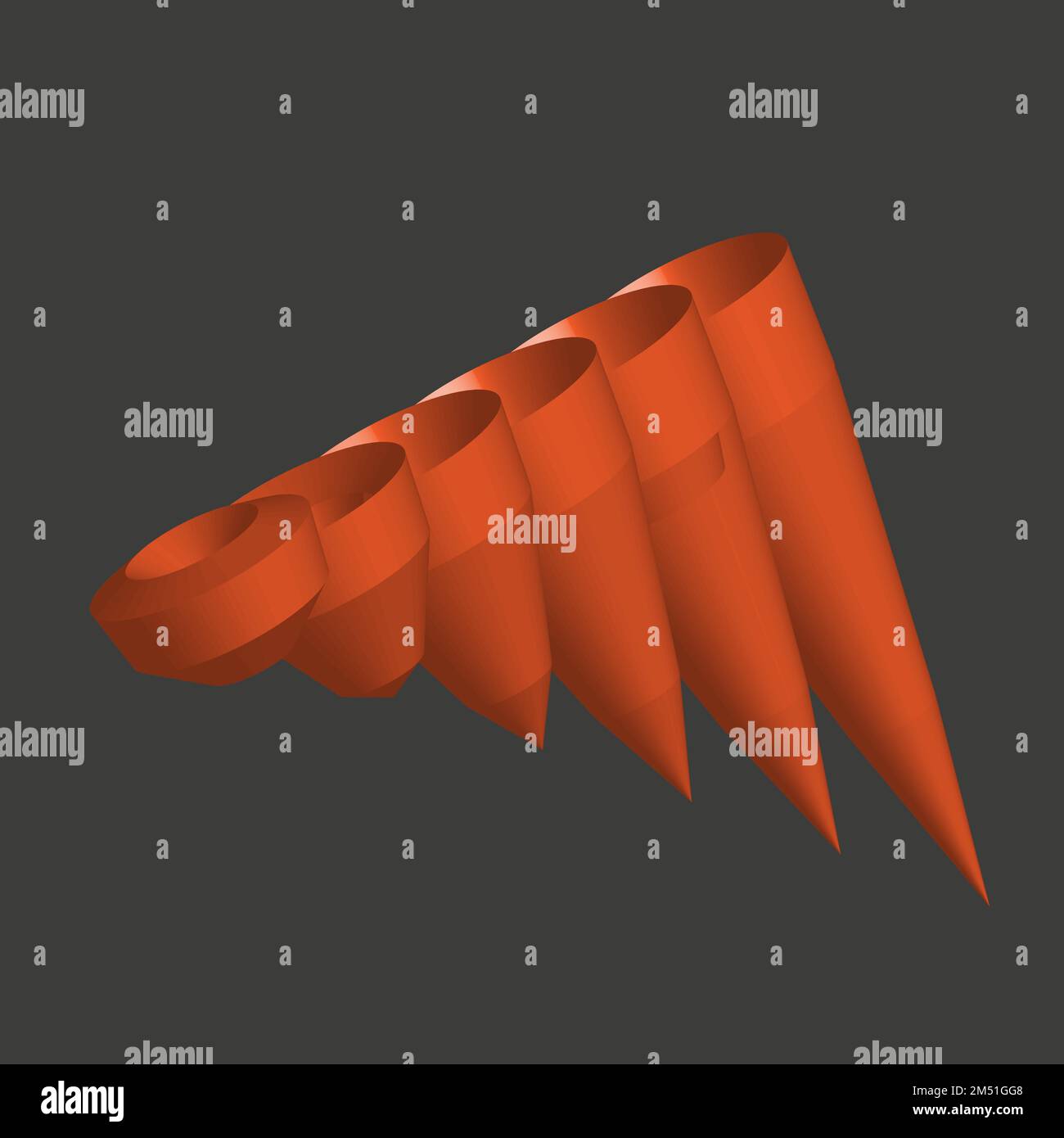 Abstract Brick Color Hollow Cone 3D Composition on Grey Stock Vector ...