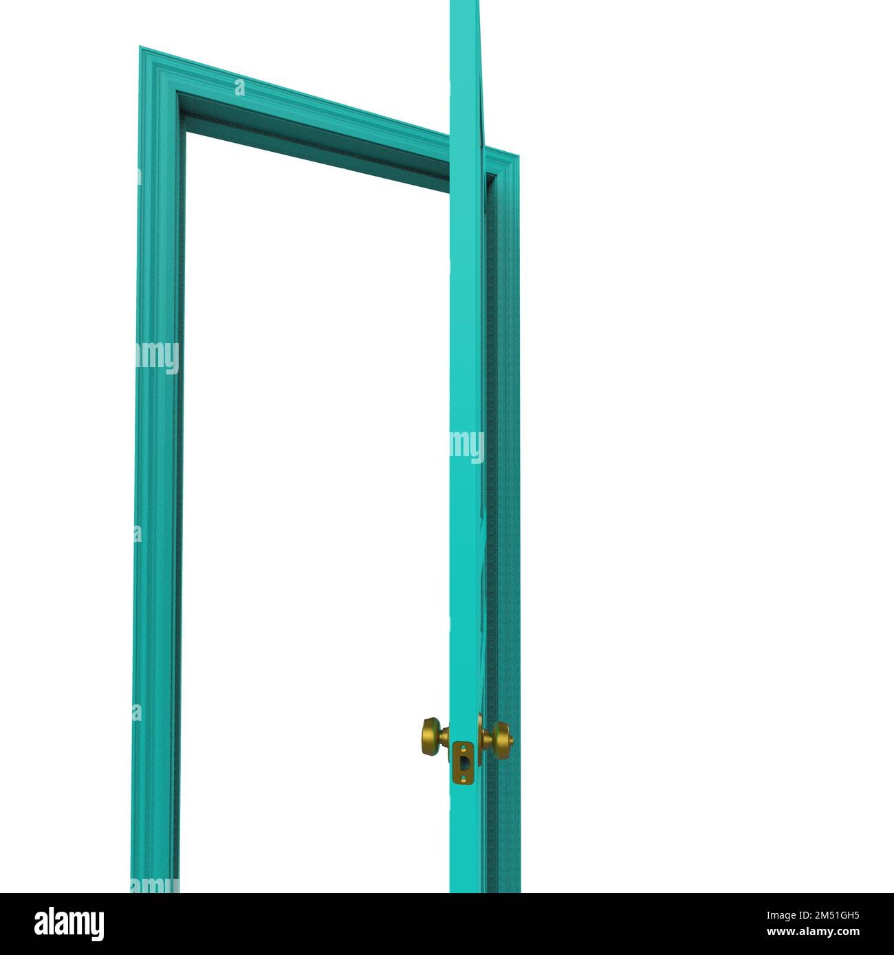 light blue open isolated interior door closed 3d illustration rendering ...