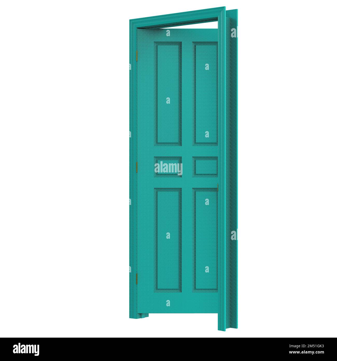 light blue open isolated interior door closed 3d illustration rendering ...