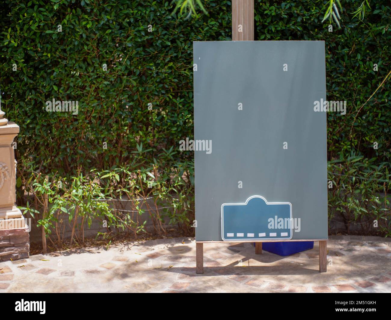 Blue wooden label for mock up Stock Photo - Alamy