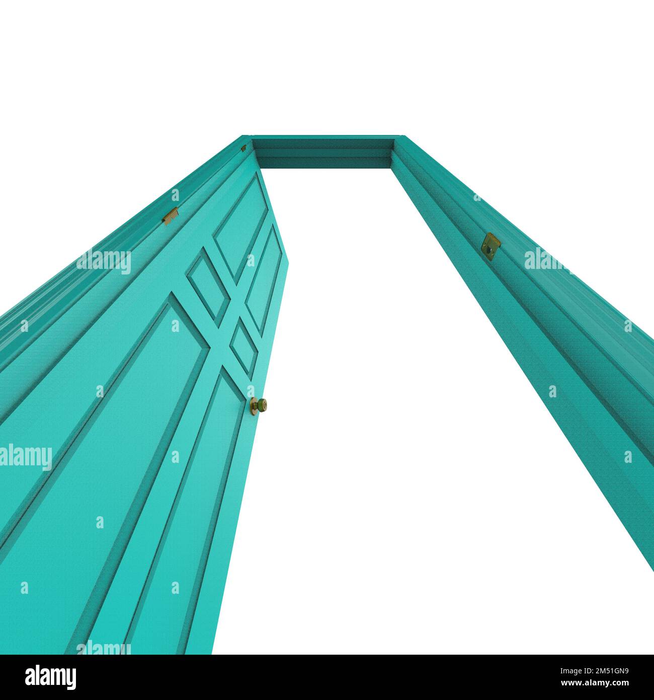 light blue open isolated interior door closed 3d illustration rendering ...