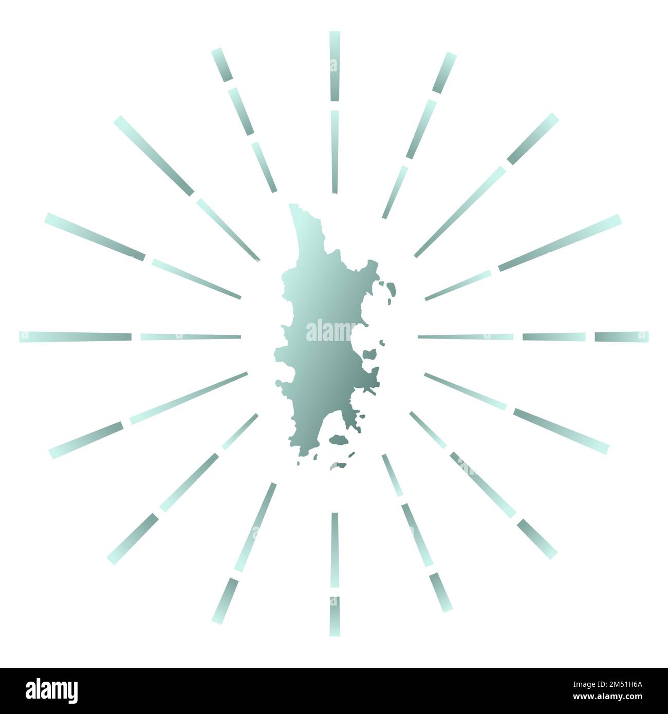 Phuket gradiented sunburst. Map of the island with colorful star rays ...