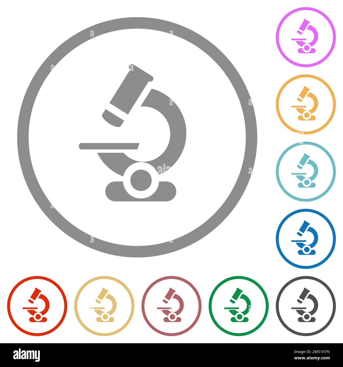 Microscope flat color icons in round outlines on white background Stock ...