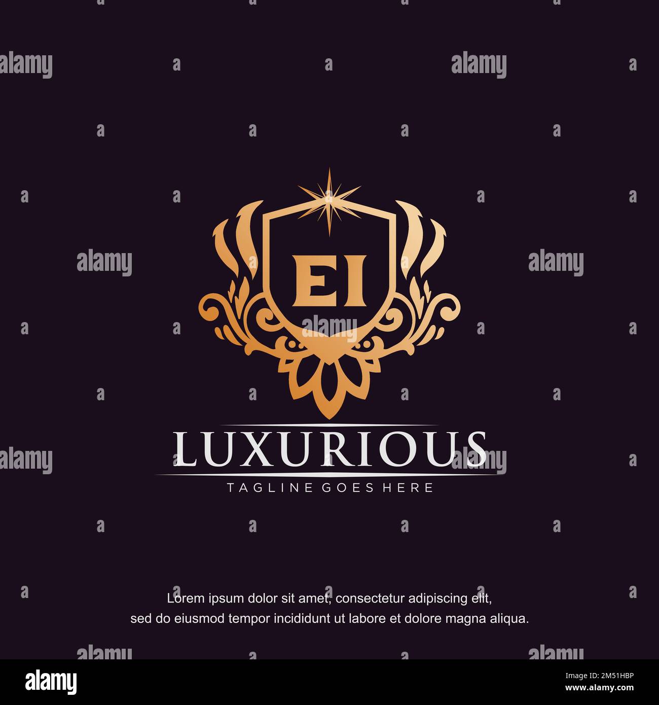 EI initial letter luxury ornament gold monogram logo template vector ...