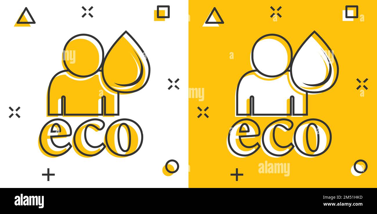 People healthy life icon in comic style. Water drop cartoon vector ...