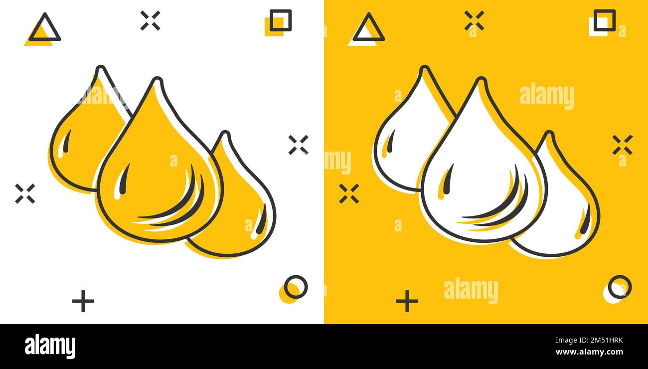 Water drop icon in comic style. Liquid cartoon vector illustration on ...