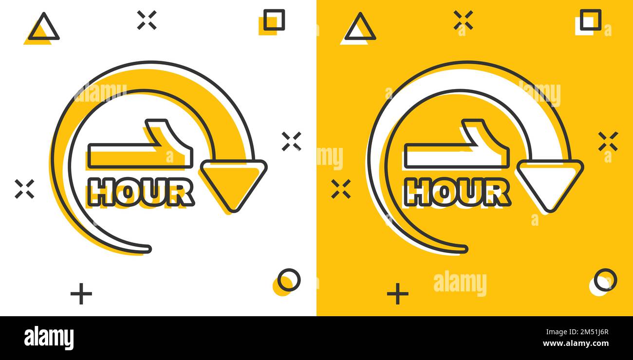 1 hour clock icon in comic style. Timer countdown cartoon vector ...