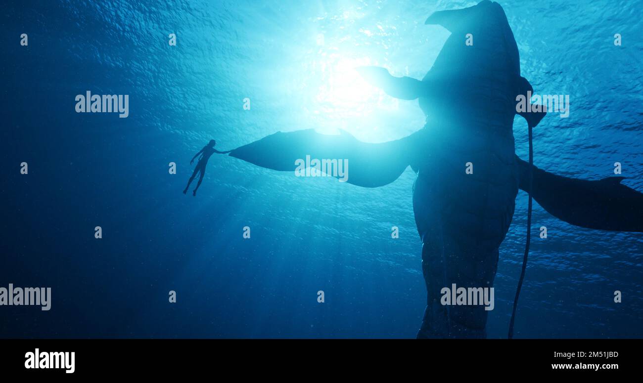 (L-R): Lo’ak (Britain Dalton) and a Tulkun in 20th Century Studios ...