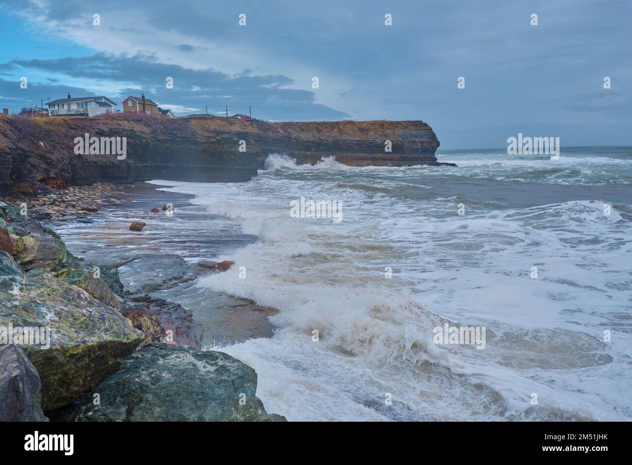 Massive waves and spray batter the coast near Glace Bay Cape Breton ...