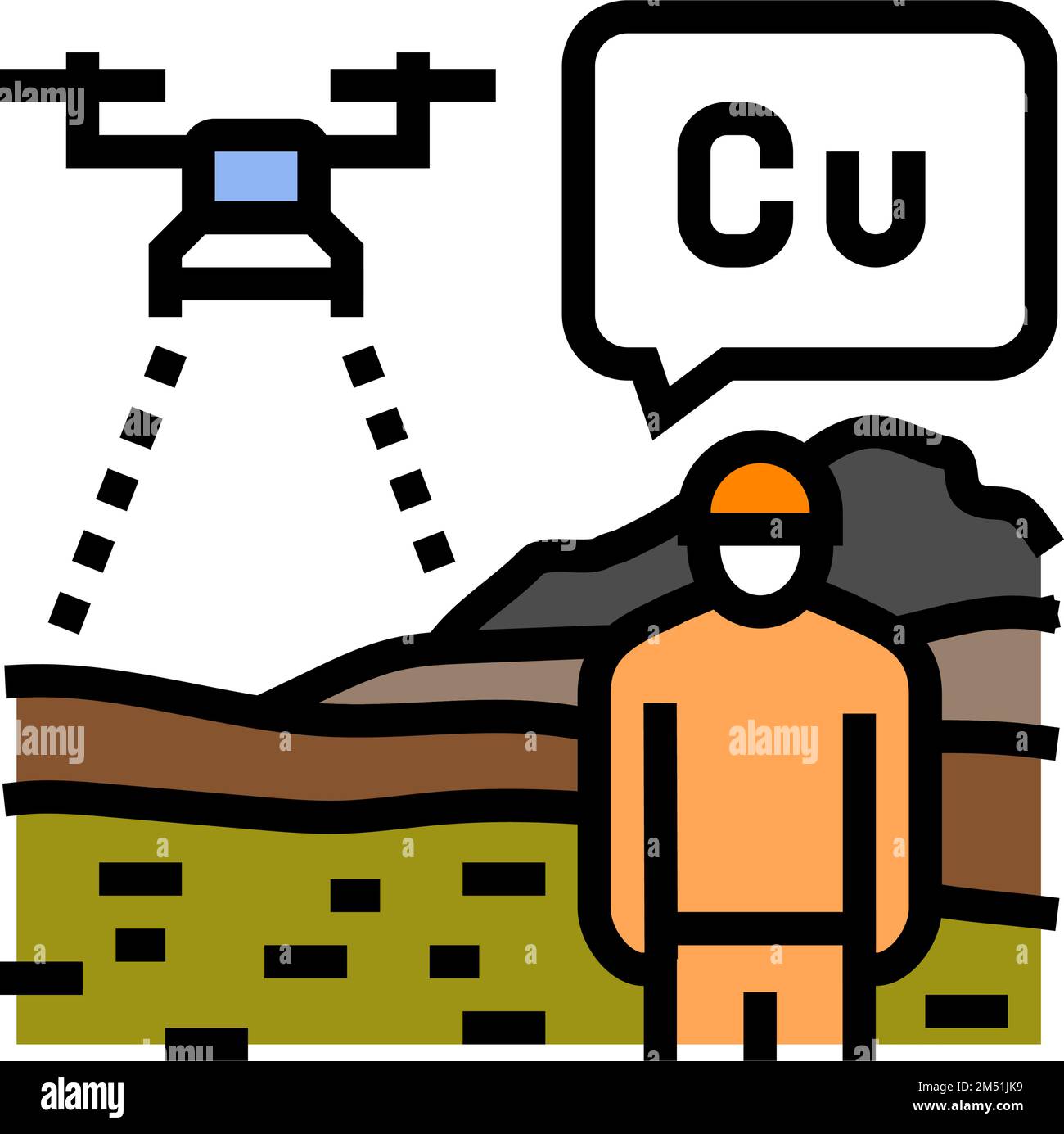 aerial surveying exploration copper color icon vector illustration ...