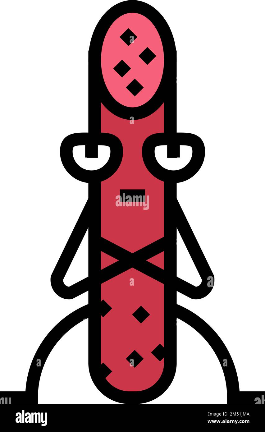 salami meat character color icon vector illustration Stock Vector Image ...