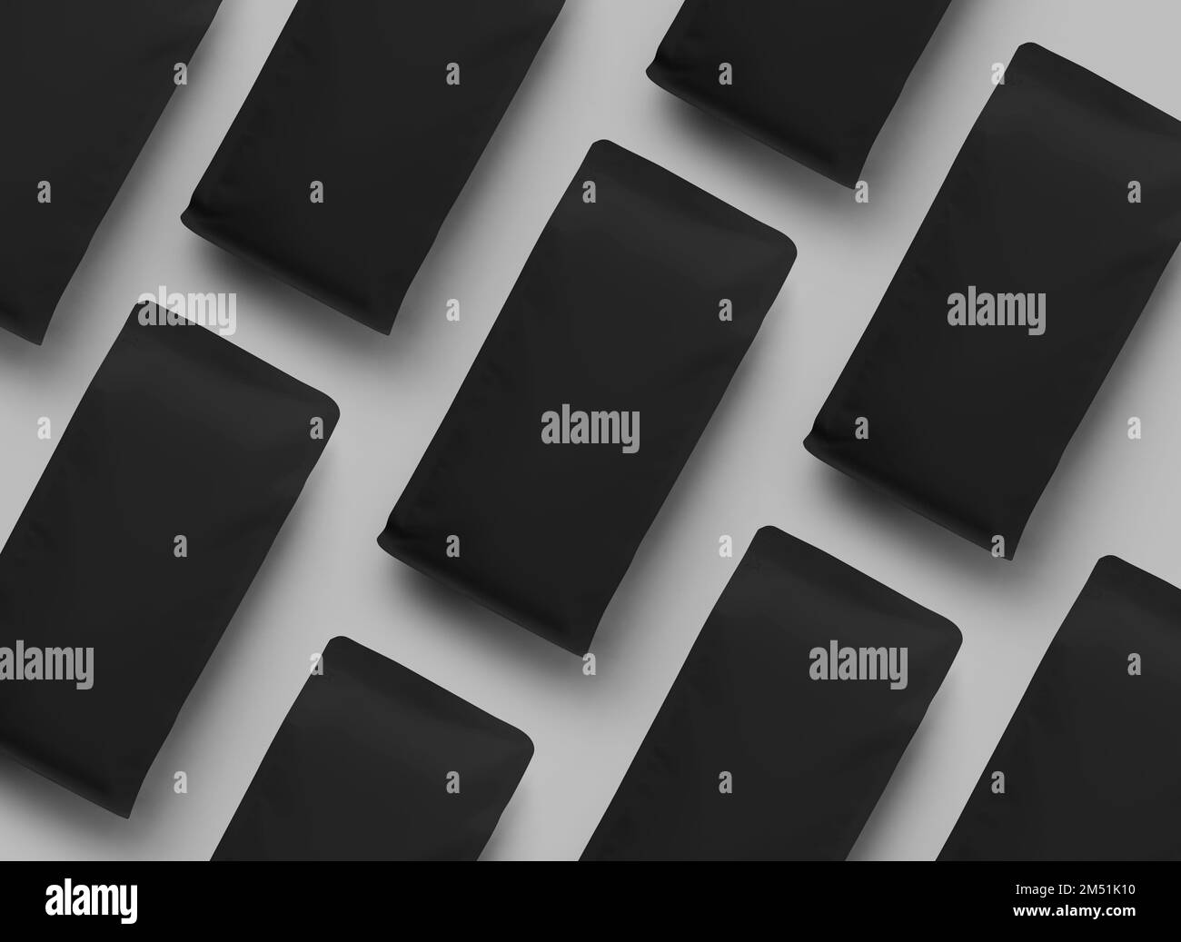 Gusset black packaging mockup, set diagonal presentation, for branding ...