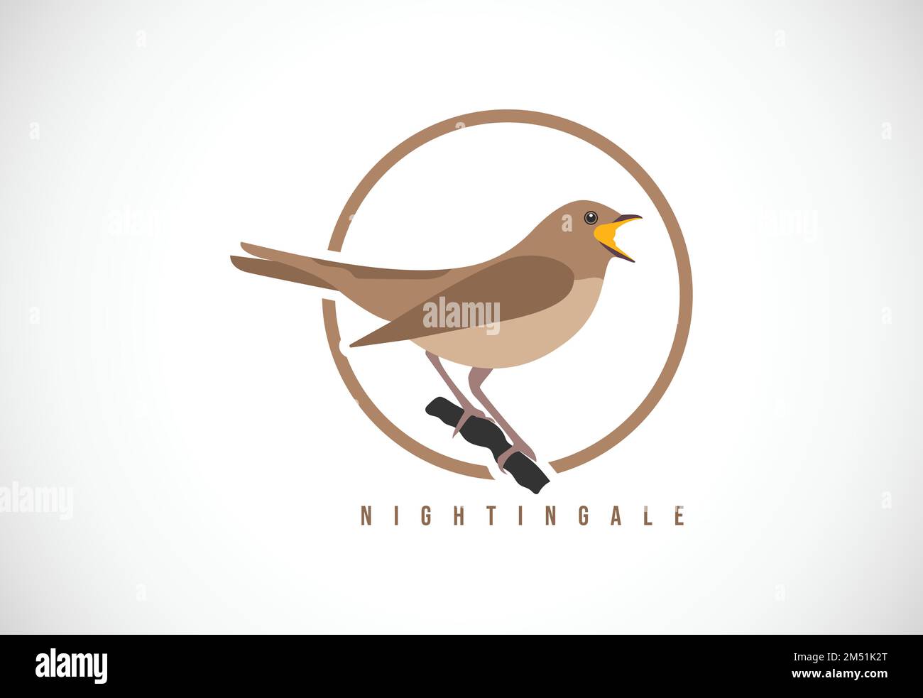 Nightingale bird in a circle. Nightingale bird logo design template ...