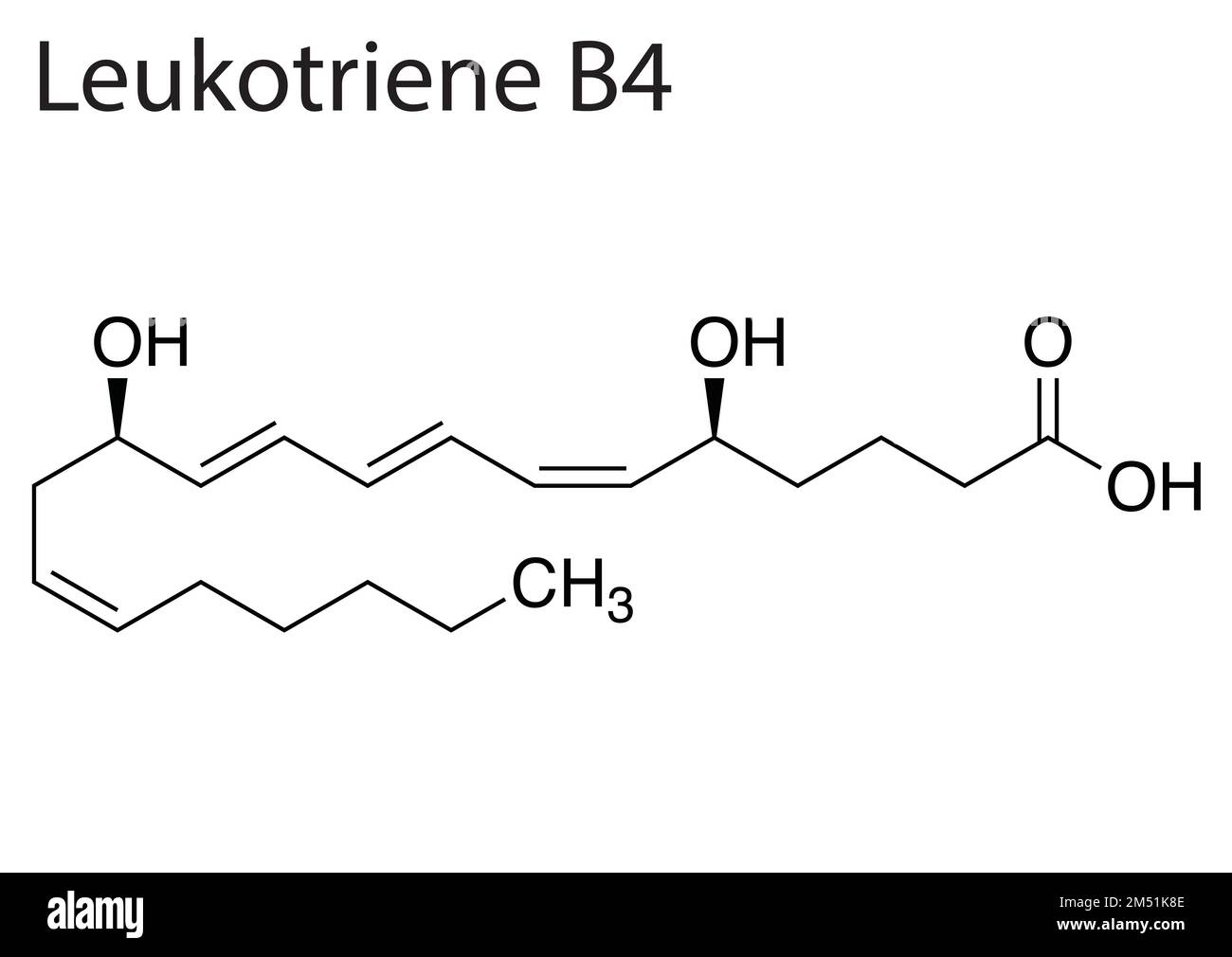 A Chemical formula structure of Leukotriene B4 on white background ...