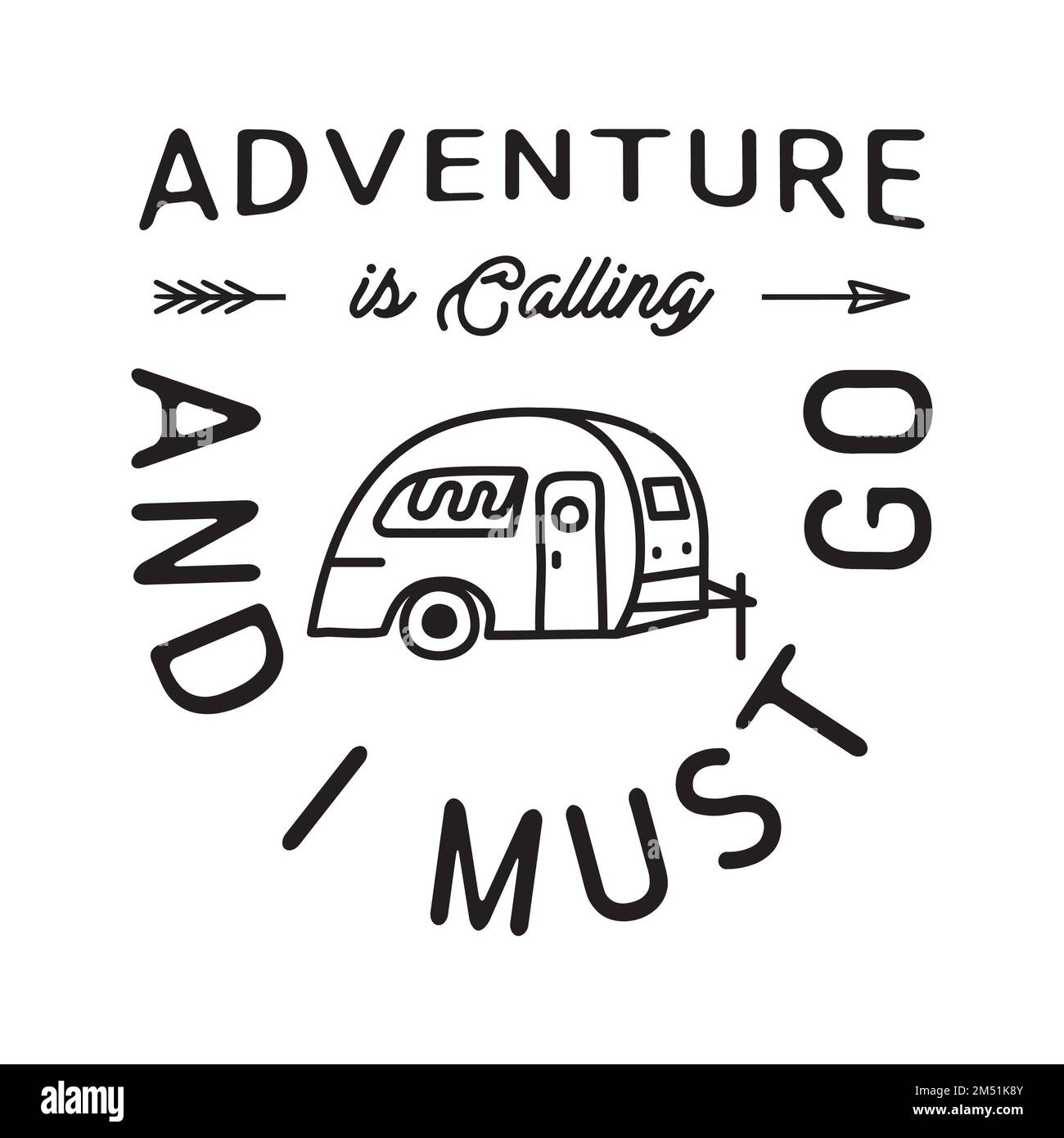 Camping T Shirt Design in minimalist Line Art Style with Quote ...
