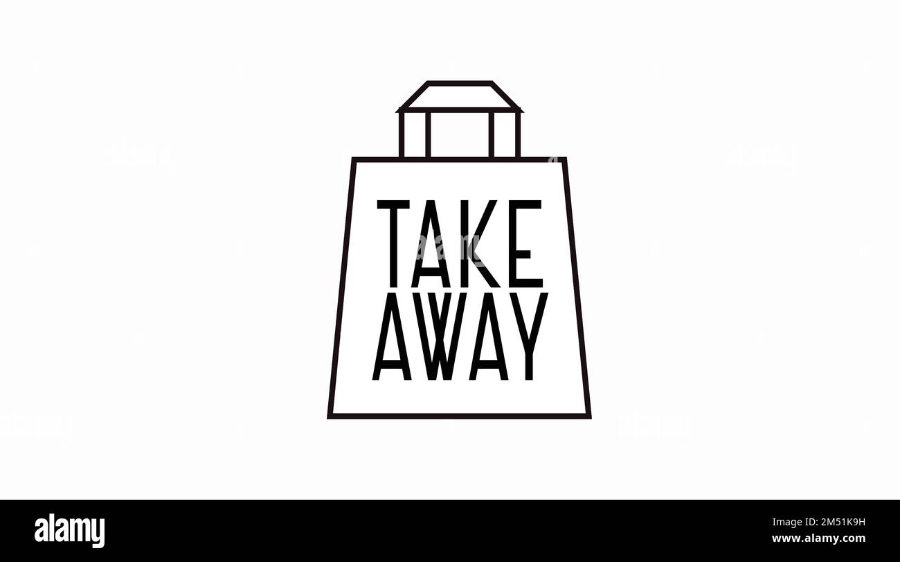 Vector Isolated Black and White Take Away Bag Icon or Sign Stock Vector ...