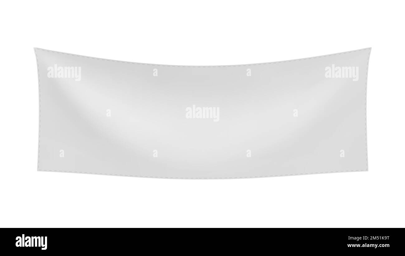 White textile banner with folds isolated on white background Stock ...