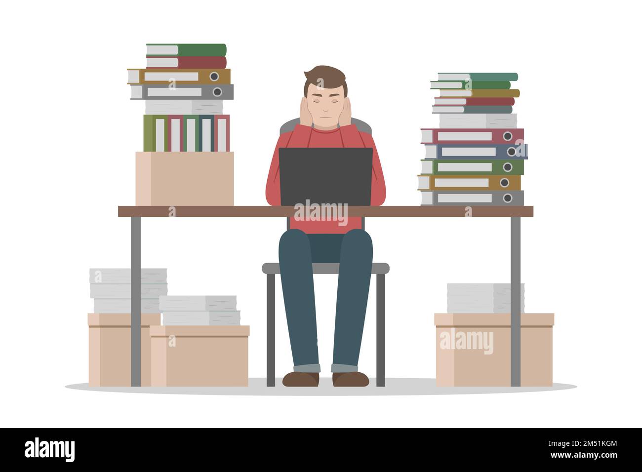 Lot of paperwork. Office routine. Vector Stock Vector Image & Art - Alamy