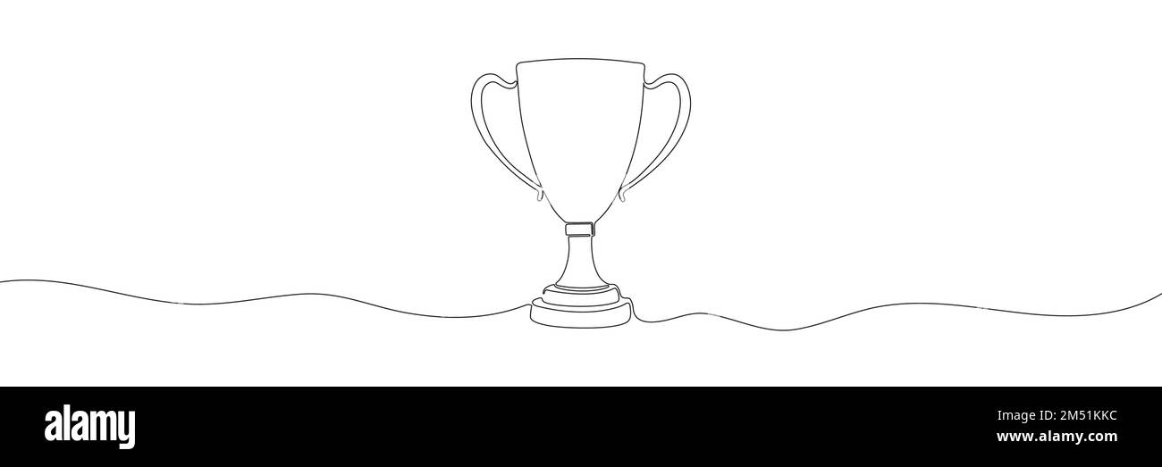 winner trophy one line drawing isolated on white background Stock ...