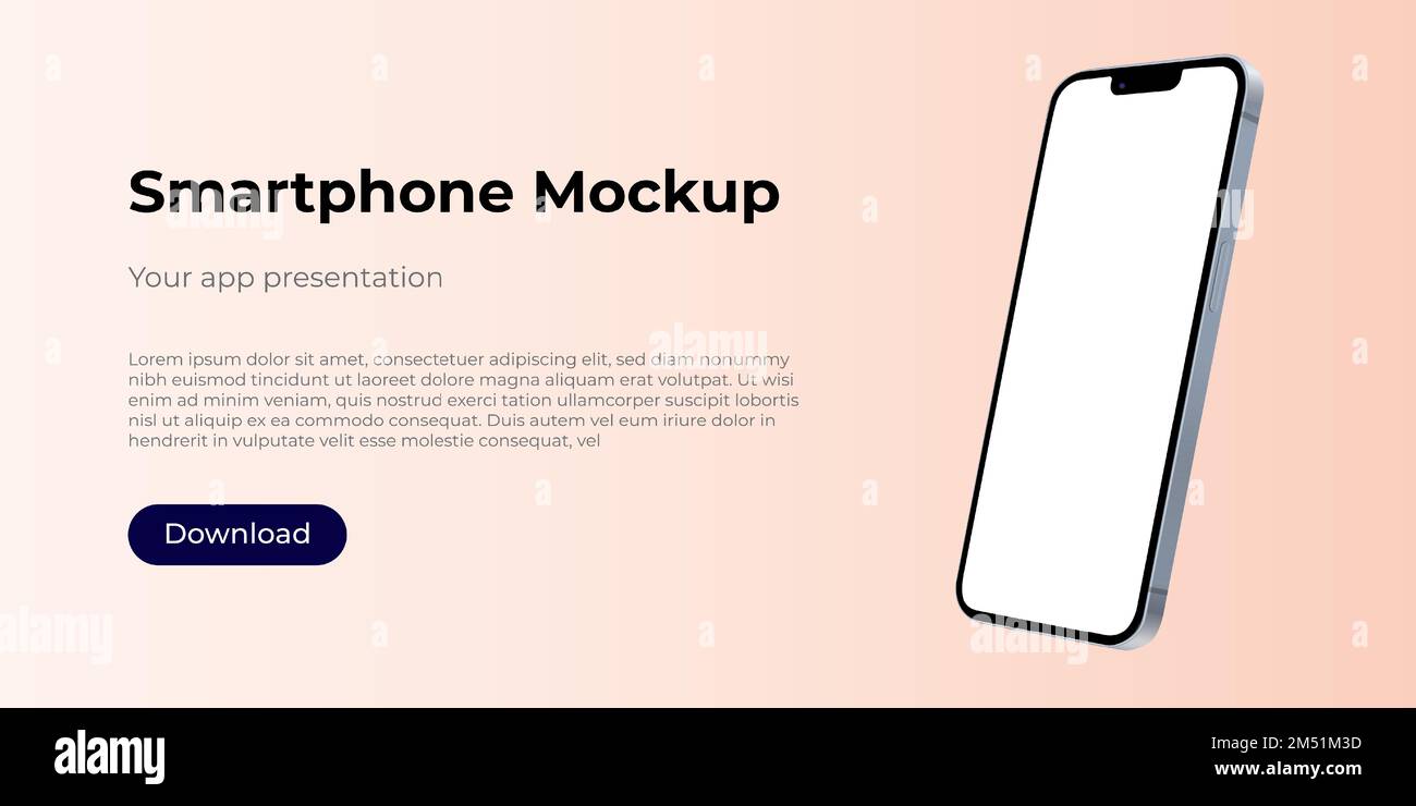 Rotated smartphone mockup. 3D illustration of a modern apple cellphone ...