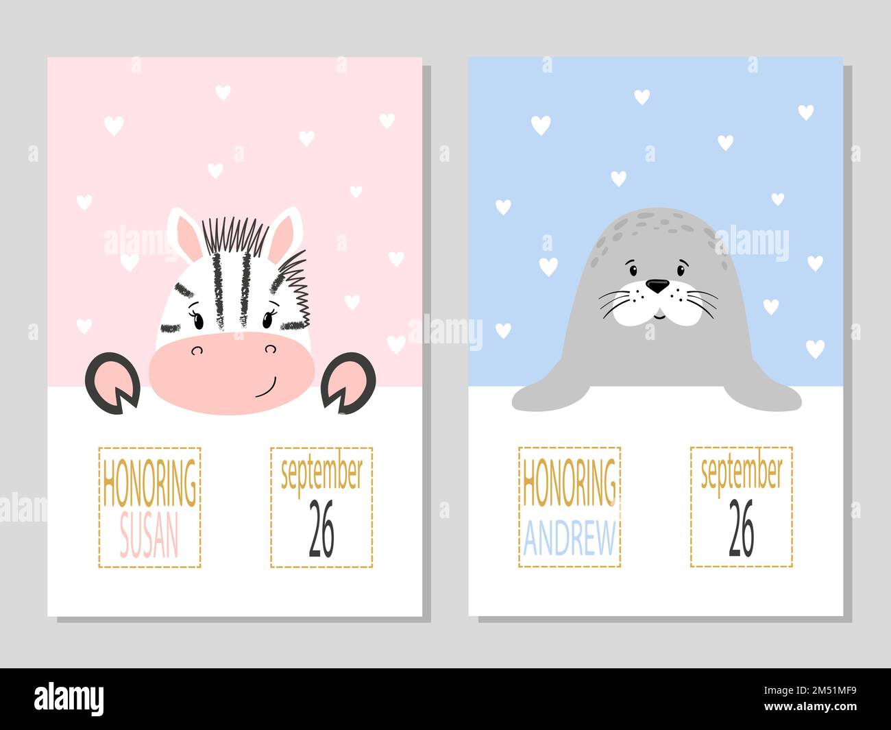 Set of Baby shower posters with cute animals. Newborn announcement ...