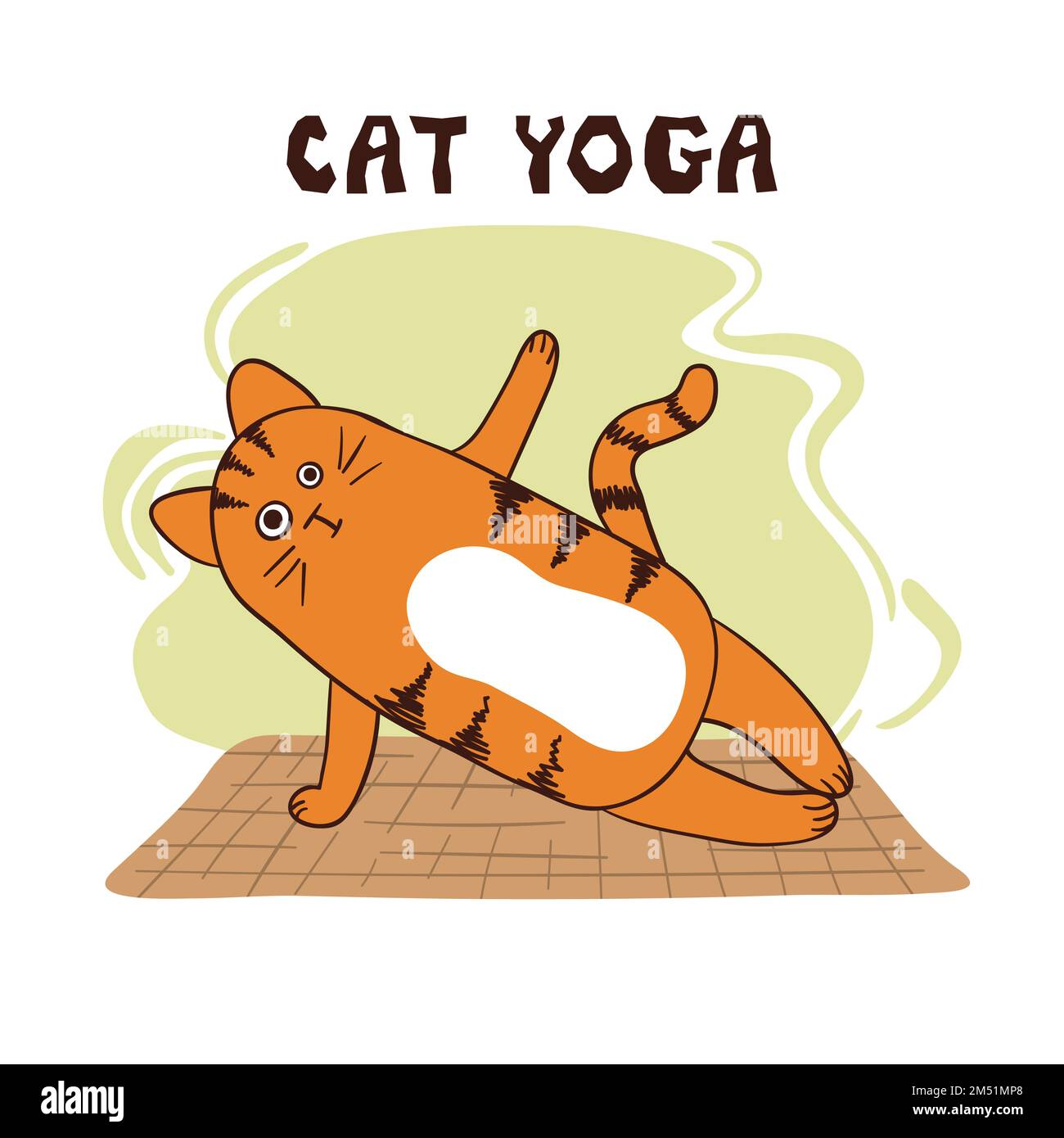 Cartoon funny yoga cat vector illustration. Yoga for kids Stock Vector ...