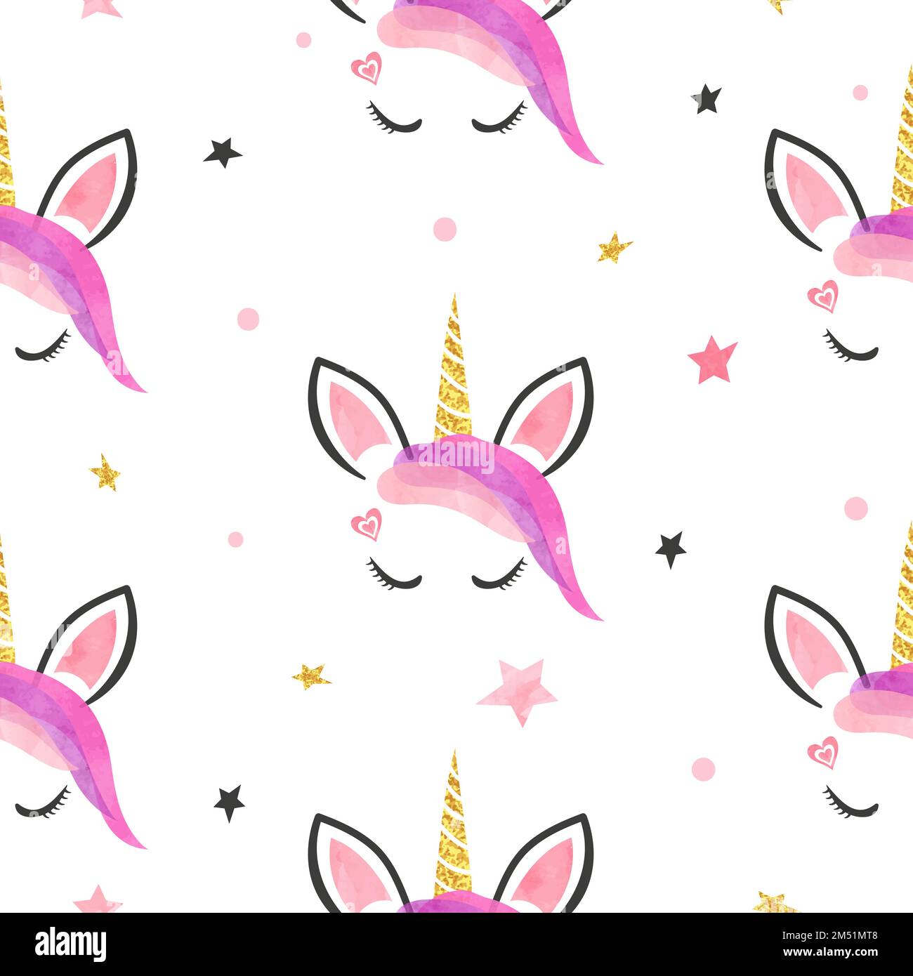 Seamless cute unicorns pattern. Vector illustration for girls design ...