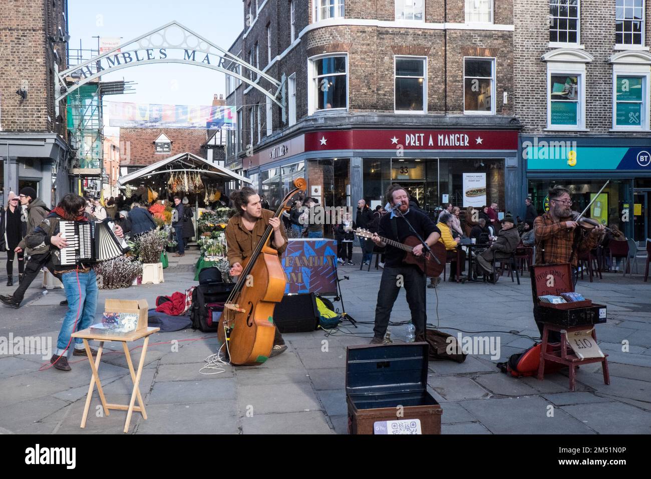Busking,buskers,busker,at,entrance,to,The Shambles Market,The Shambles ...