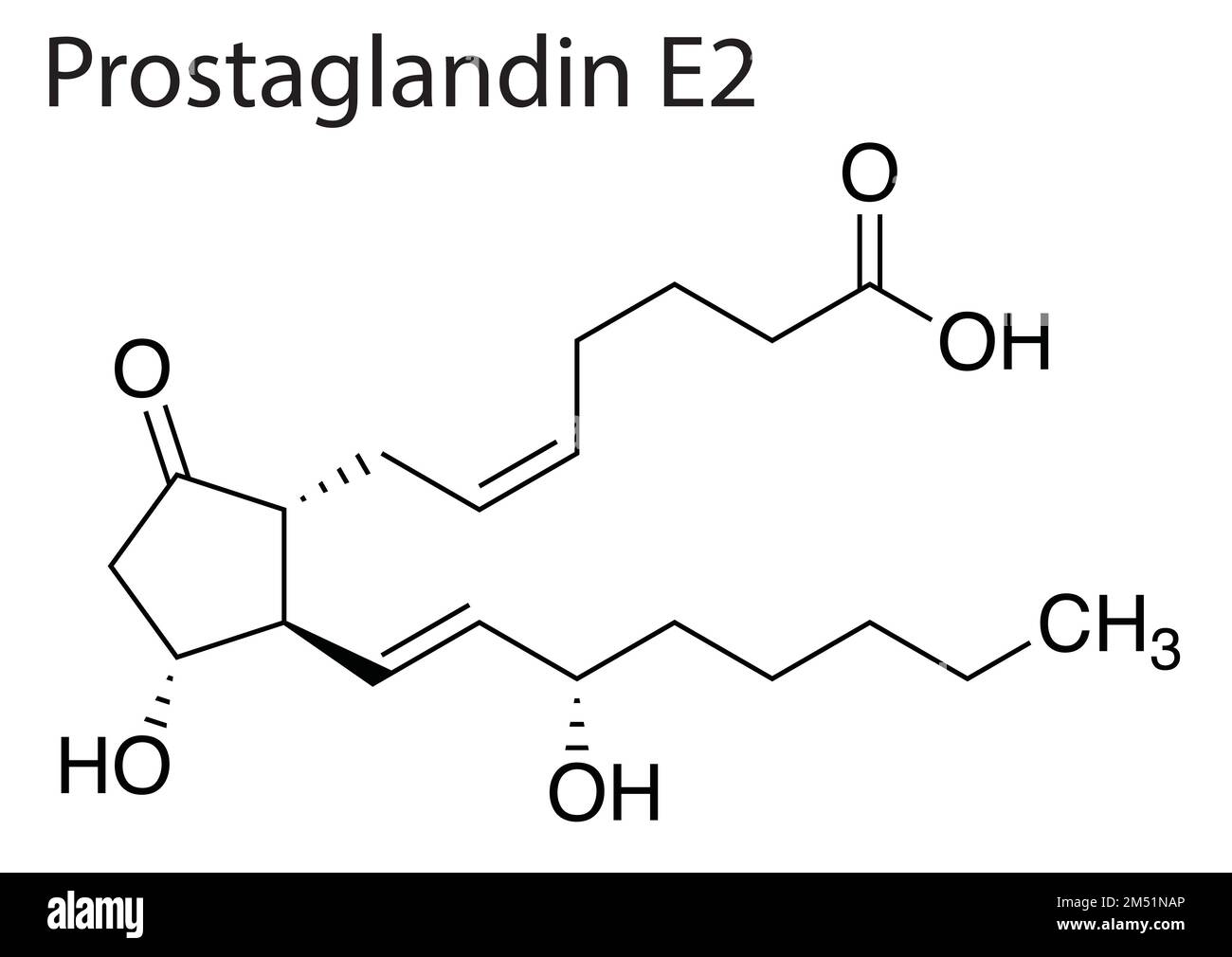 A Chemical Formula Structure Of Prostaglandin E2 On White Background A Chemical Formula Structure Of Prostaglandin E2 On White Background