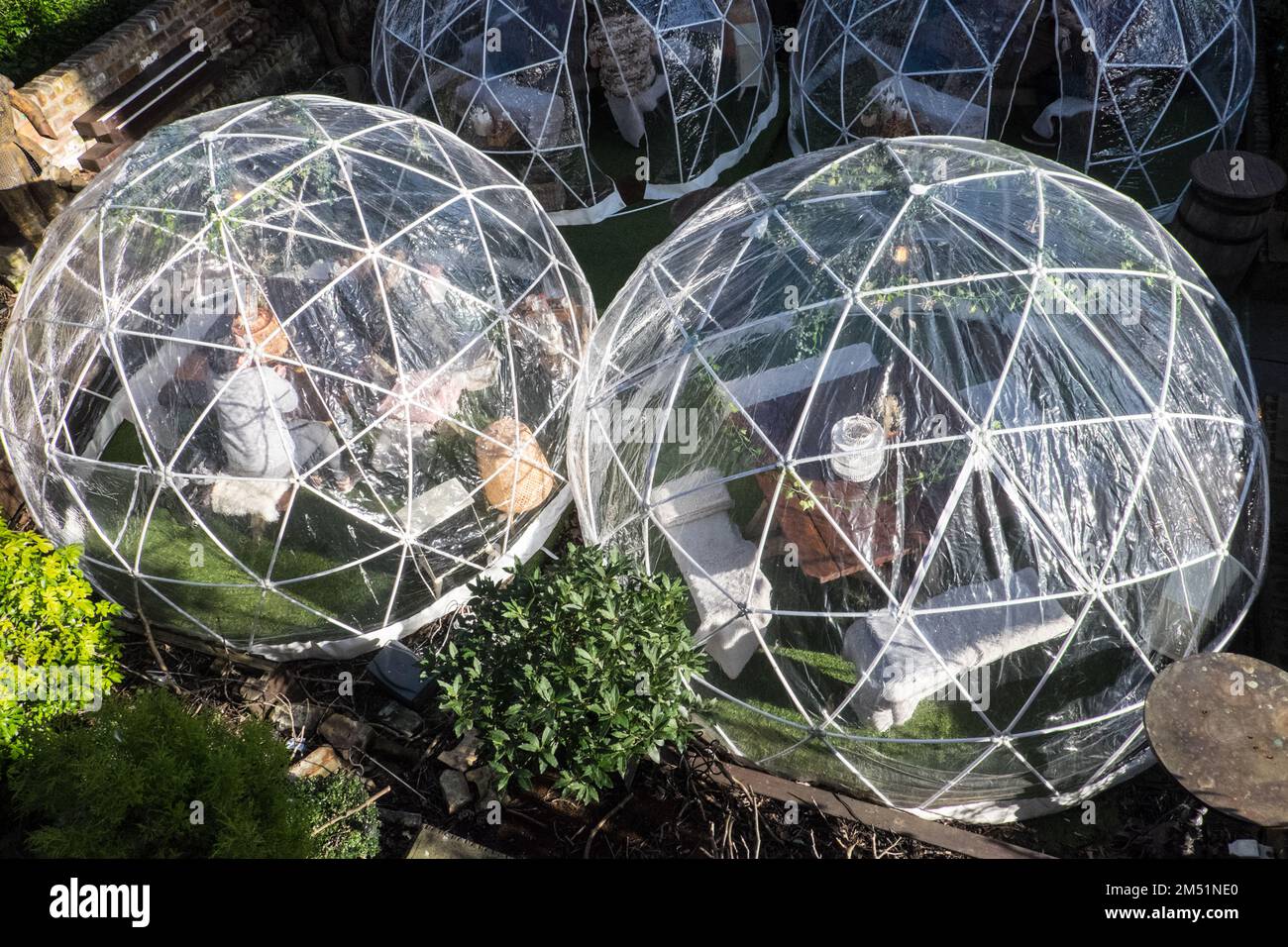 Social distancing,outdoor,eating,bubble,pod,pods,igloos,in,at,pub ...