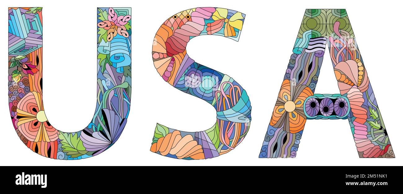 Vector word USA. Hand-painted art design. Illustration for t -shirt ...