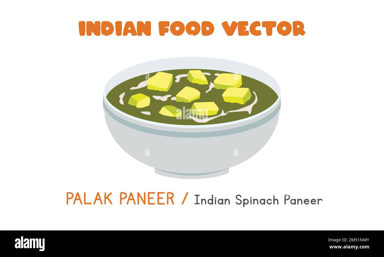 Indian Palak Paneer of Saag Paneer - Indian Spinach Paneer flat vector ...