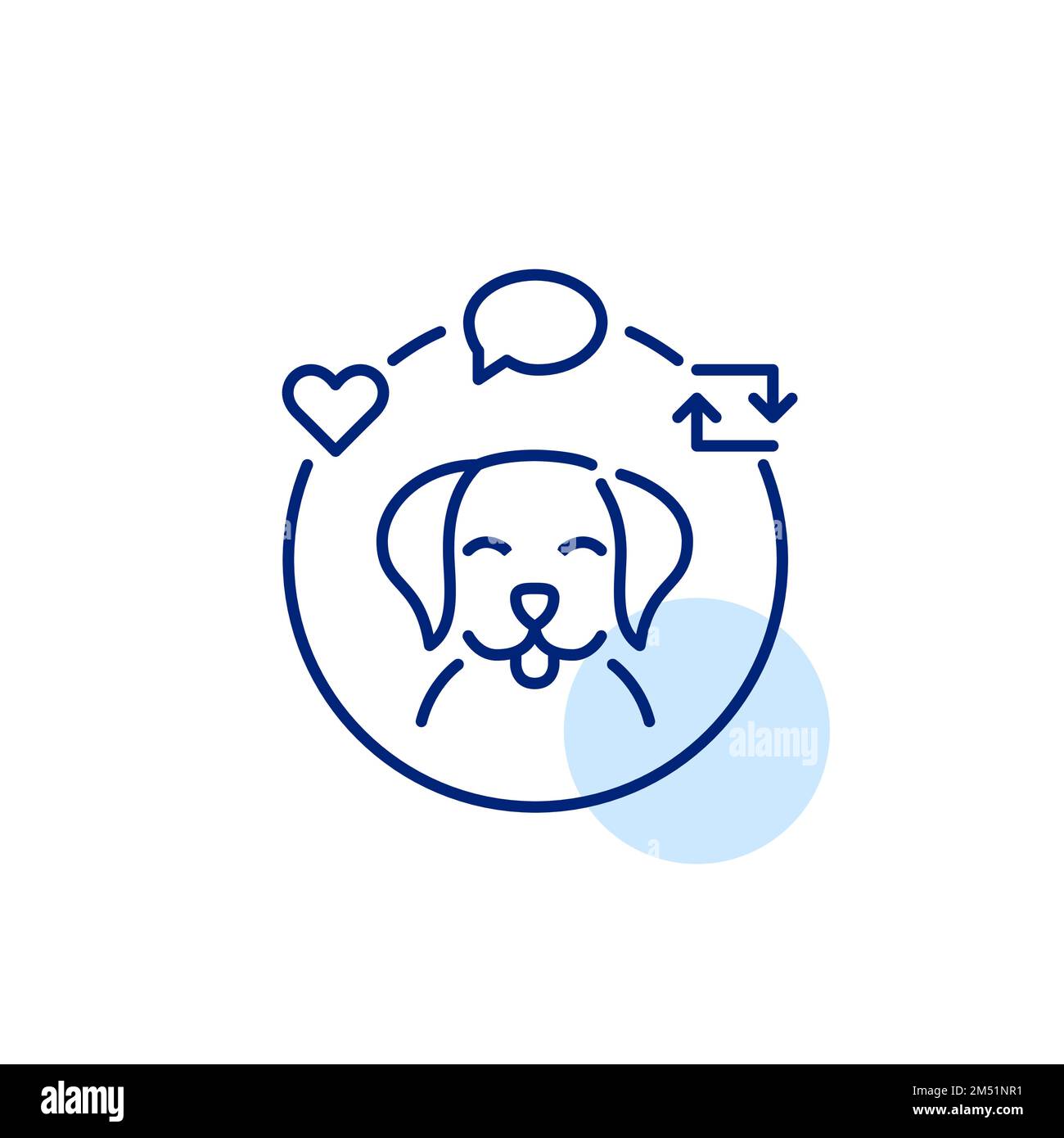 Dog social media avatar with like, message and repost symbols. Pixel ...