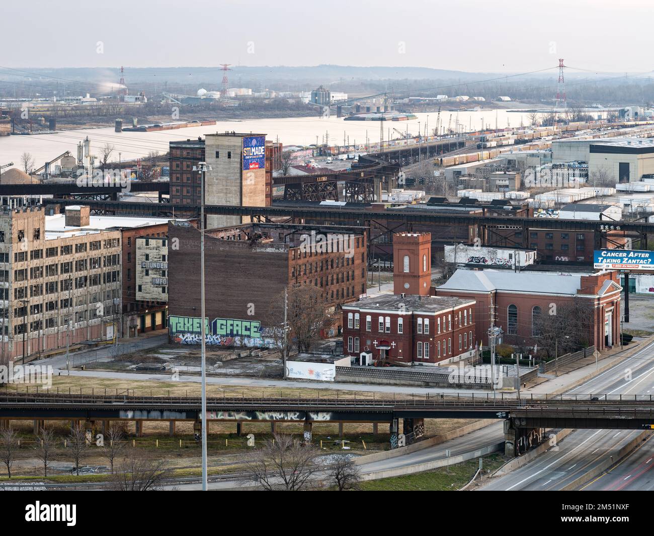 Aerial view of industrial area south of downtown St. Louis Stock Photo ...
