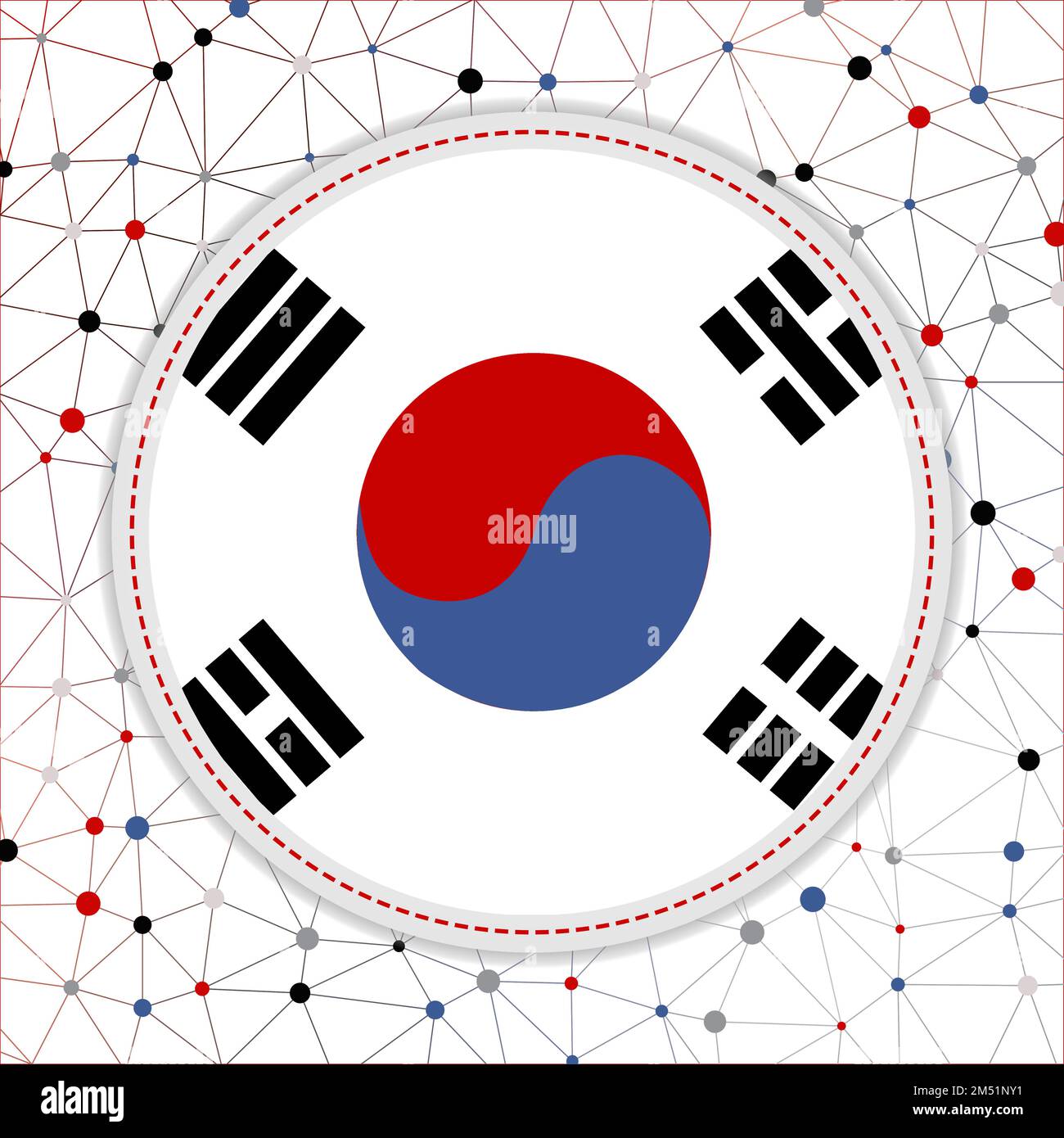 Flag of South Korea with network background. South Korea sign. Charming ...