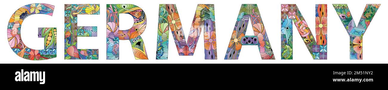 Vector word Germany. Hand-painted art design. Illustration for t -shirt ...