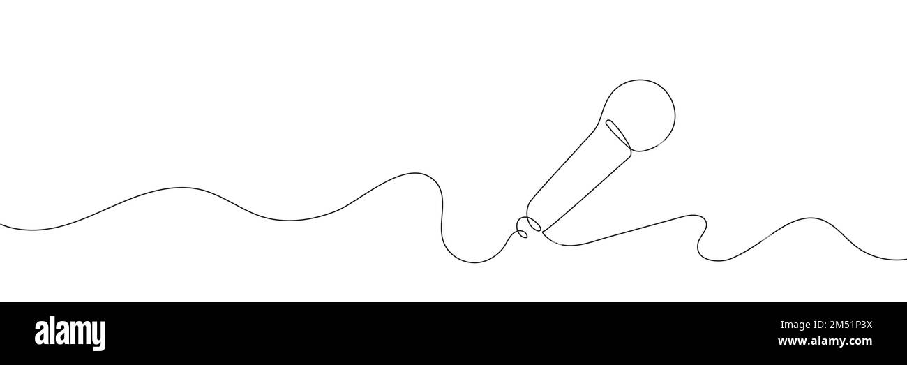 Microphone continuous one line drawing isolated on white background ...