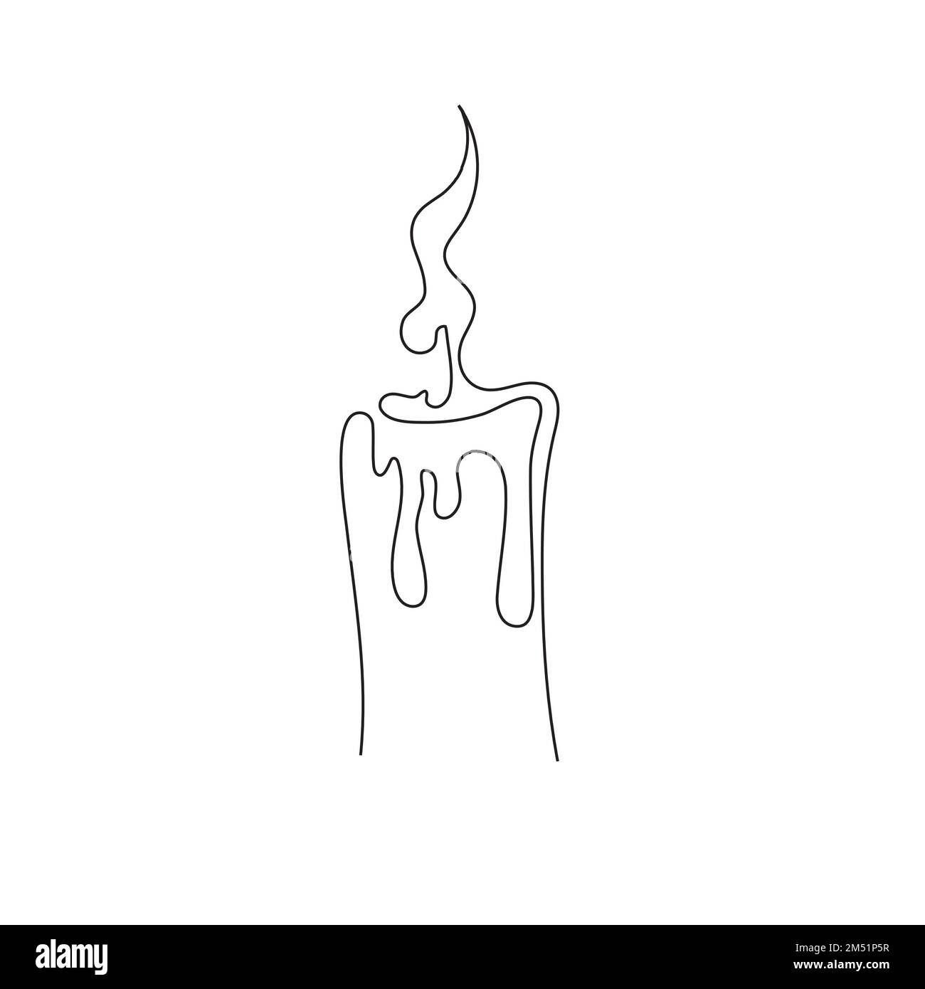Continuous line drawing of a candle. One line candle icon on white ...
